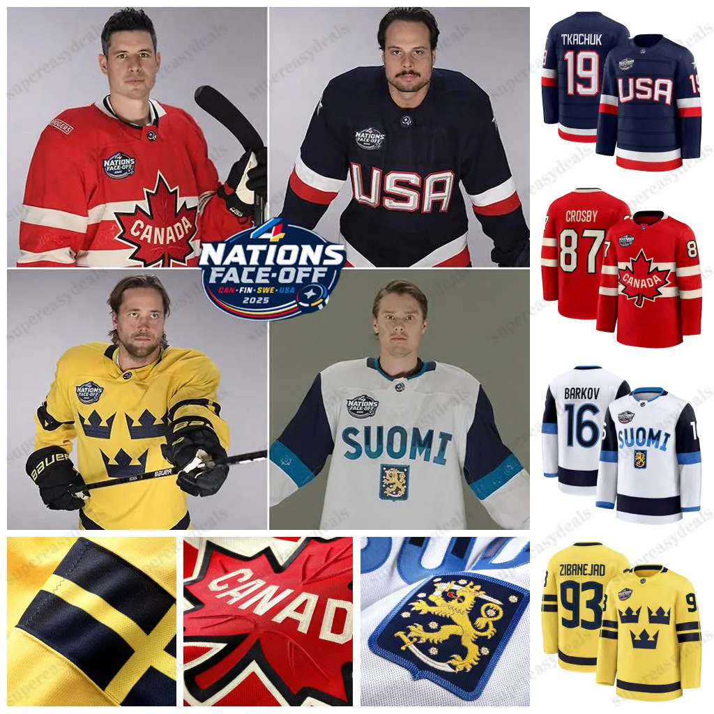 2025 4 Nations Face Off Jersey Sidney Crosby Sebastian Aho Victor ...