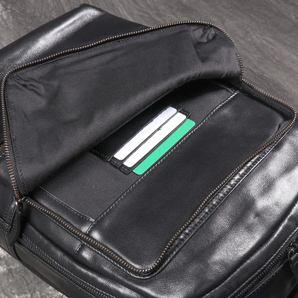 Luokir Leather Men's School Bag Large Capacity Layered Cowhide Handbag ...