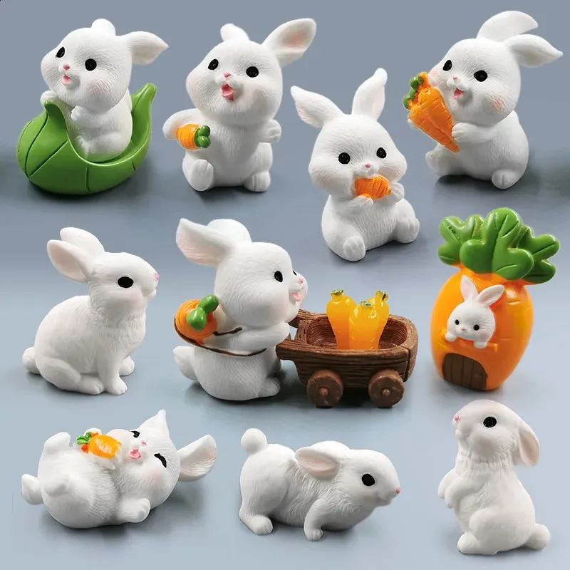 Rabbits Decor Miniature Bunny Figurine: DIY Landscape Accessory For ...