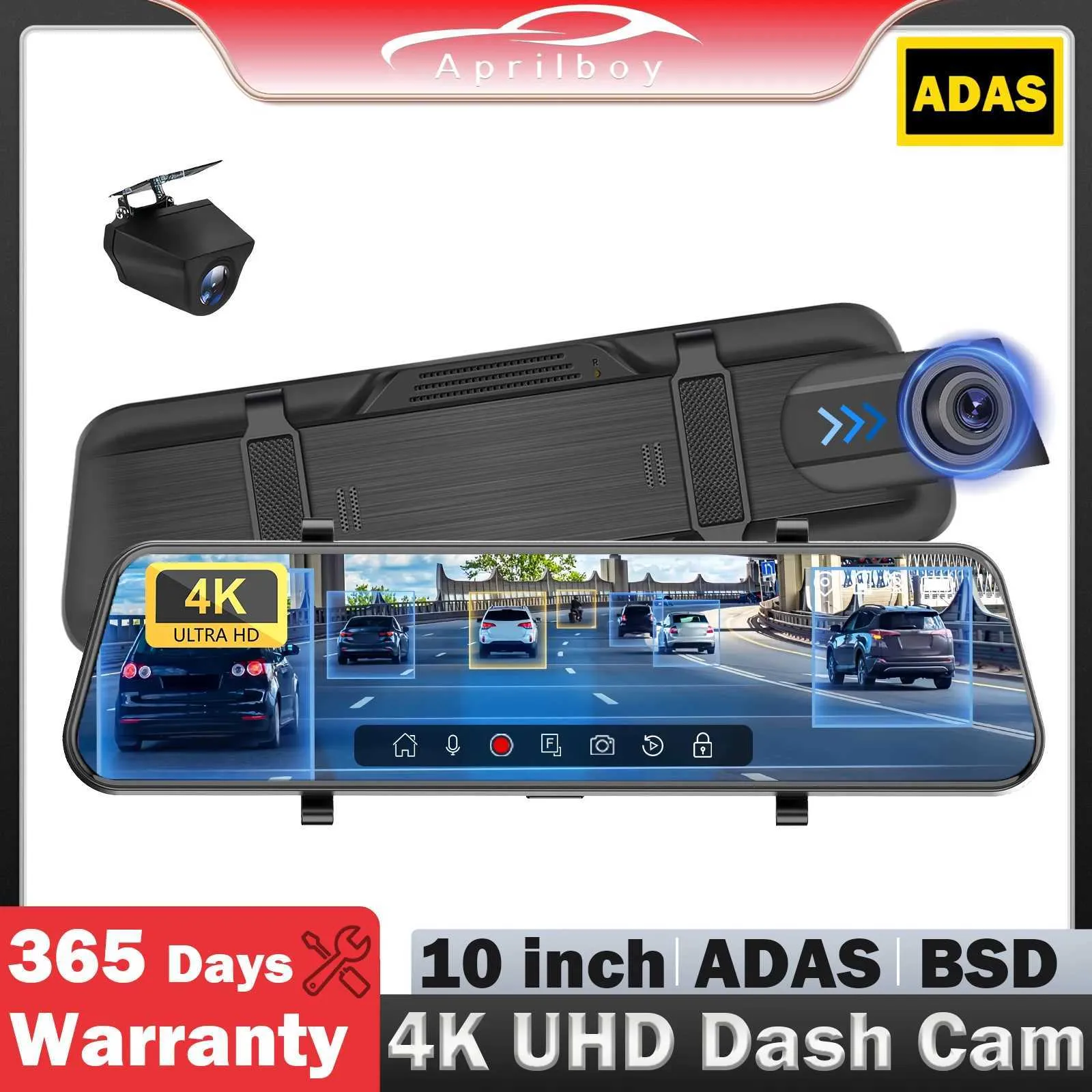 Aprilboy 4K Car Dash Cams For Trucks With Built In Smart Driving ADAS, BSD, WiFi, G Sensor, APP ...
