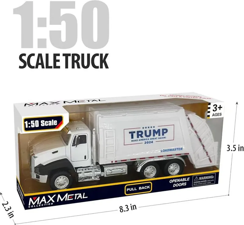 2024 Election Trump You Tube Trash Truck Toy 1:50 Scale Pull Back Metal ...