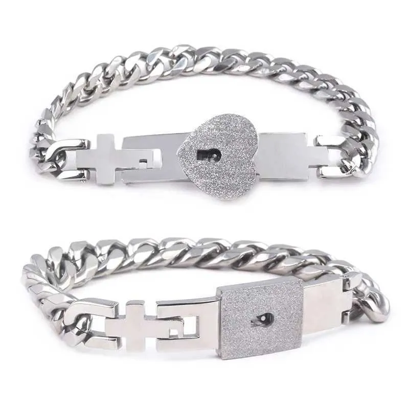 Stainless Steel Heart Lock Stainless Steel Bracelet Set With Key ...