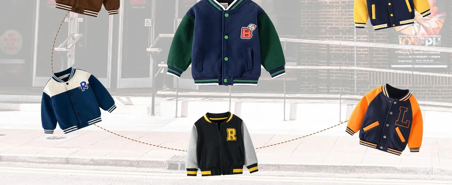 LOlanta Baseball Jacket for Kids, School Boys Coat, Fall Winter Fleece ...
