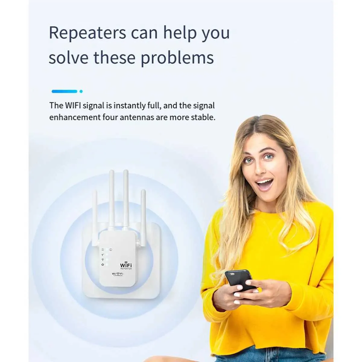 300Mbps Dual Band Mobile Wifi Repeater With 5G/2.4G Network Amplifier ...