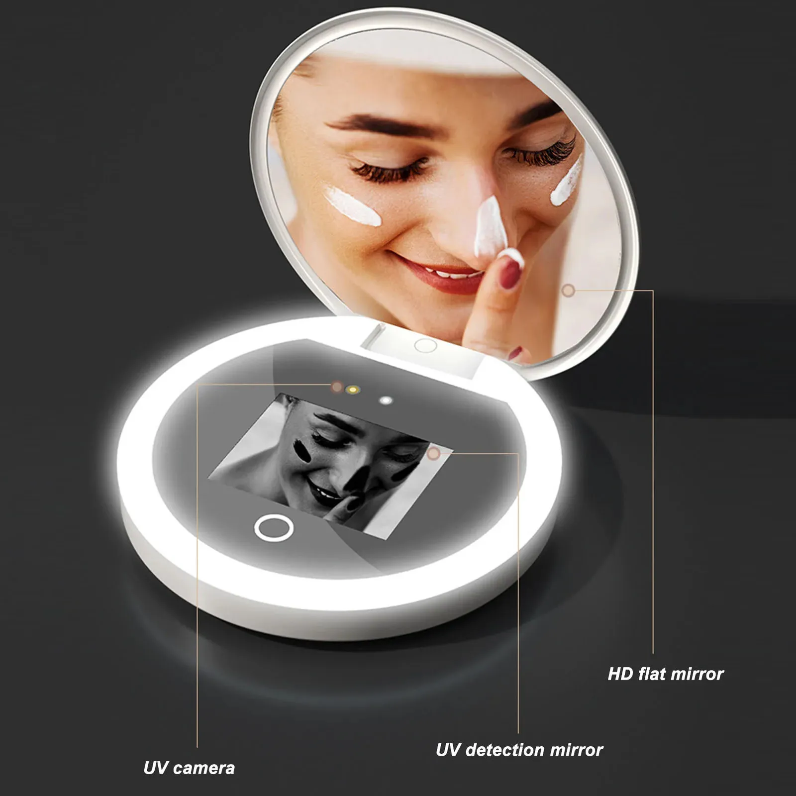 L 250207 UV Mirror Sunscreen Testing Camera 2X Magnification Pocket ...