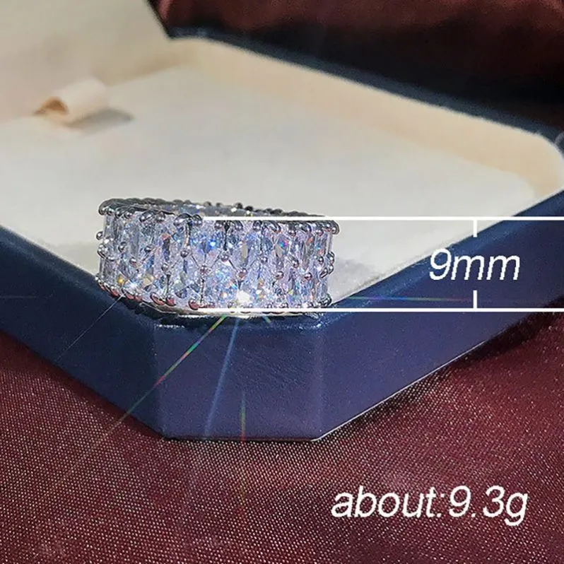 Fashion Water Drop Cubic Zirconia Ring Band Brass Copper Prong Setting ...