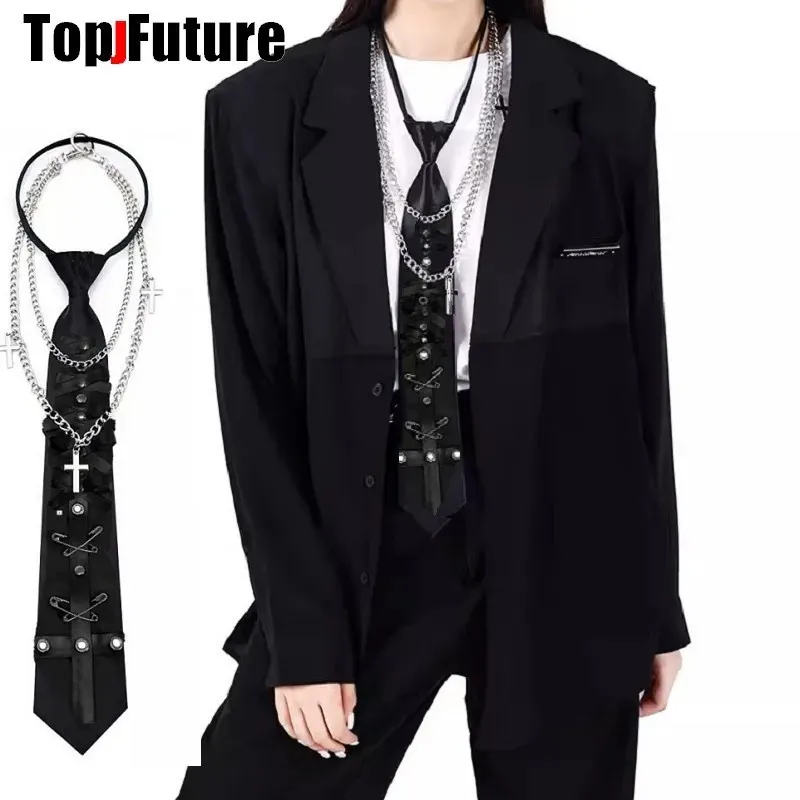 Custom Gothic Punk Pre Tied Metal Necktie For Women, Men, Girls, Boys ...