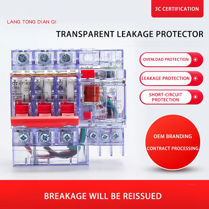 Wholesale Customizable Clear Plastic Withdrawable Circuit Breaker DZ47 63LE Available In 1P/2P ...