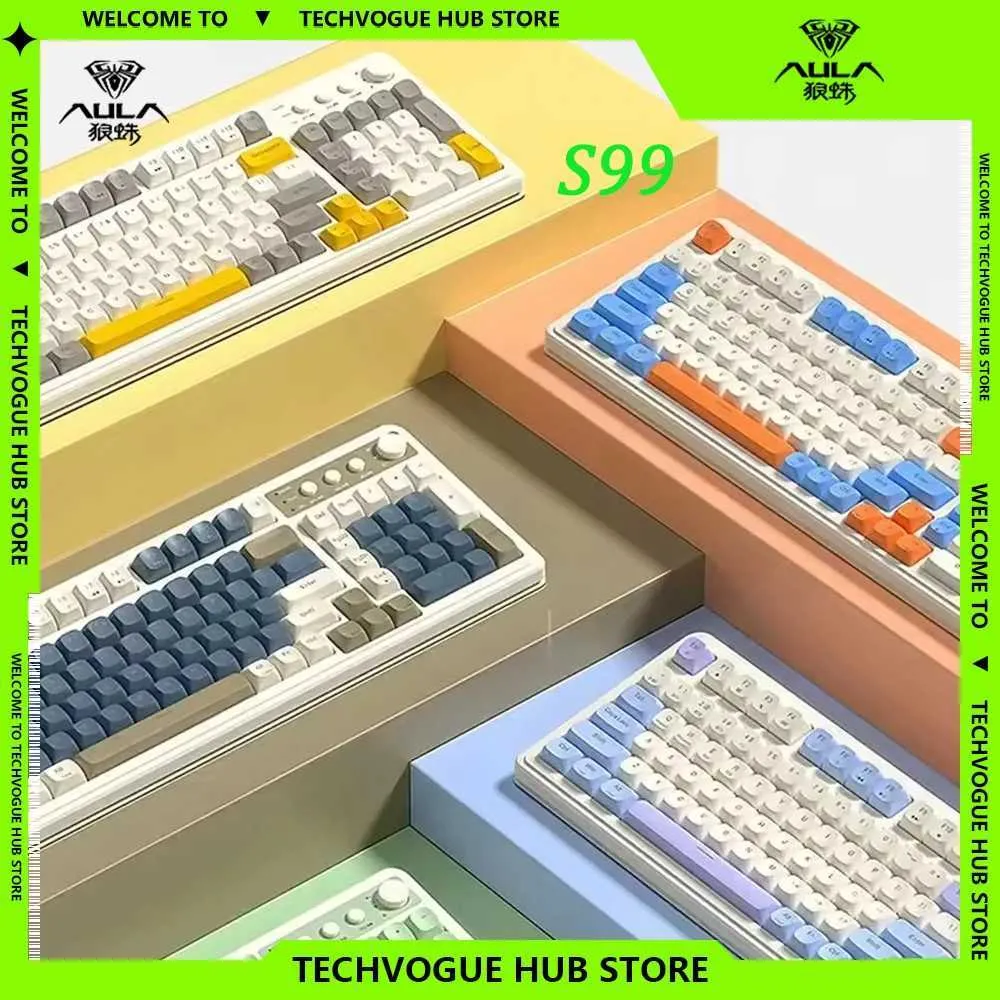 AULA S99 RGB 99 Key Wireless Bluetooth Wired Hot Swap Keyboard With ...