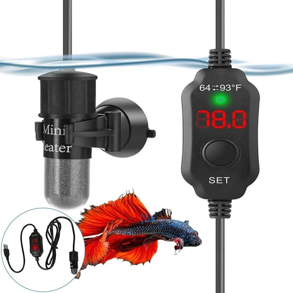 10W Mini Fish Tank Heater Argos With Adjustable Temperature Thermostat ...