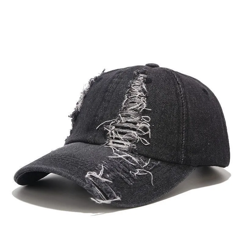 Unisex Denim Baseball Cap - Fashionable Jean Hat with Distressed ...