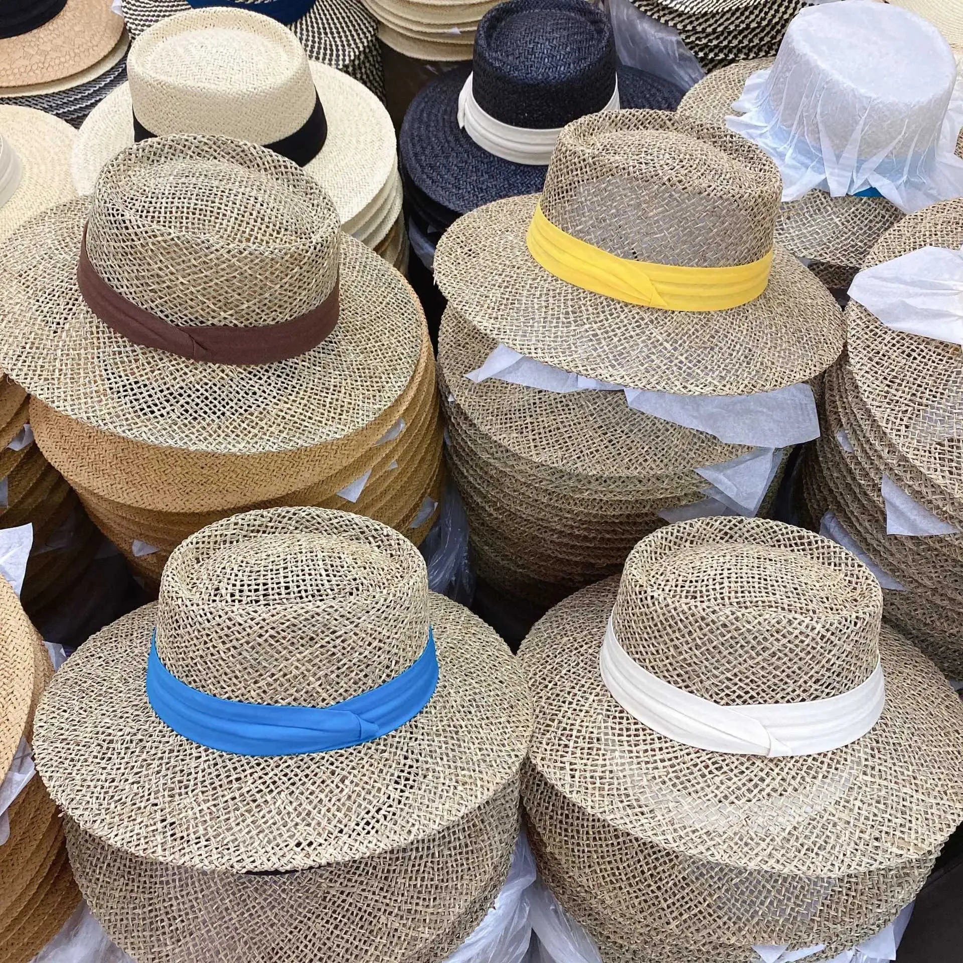 Hand Woven Retro Straw Straw Hat Bucket Hat With Wide Brim And Natural ...