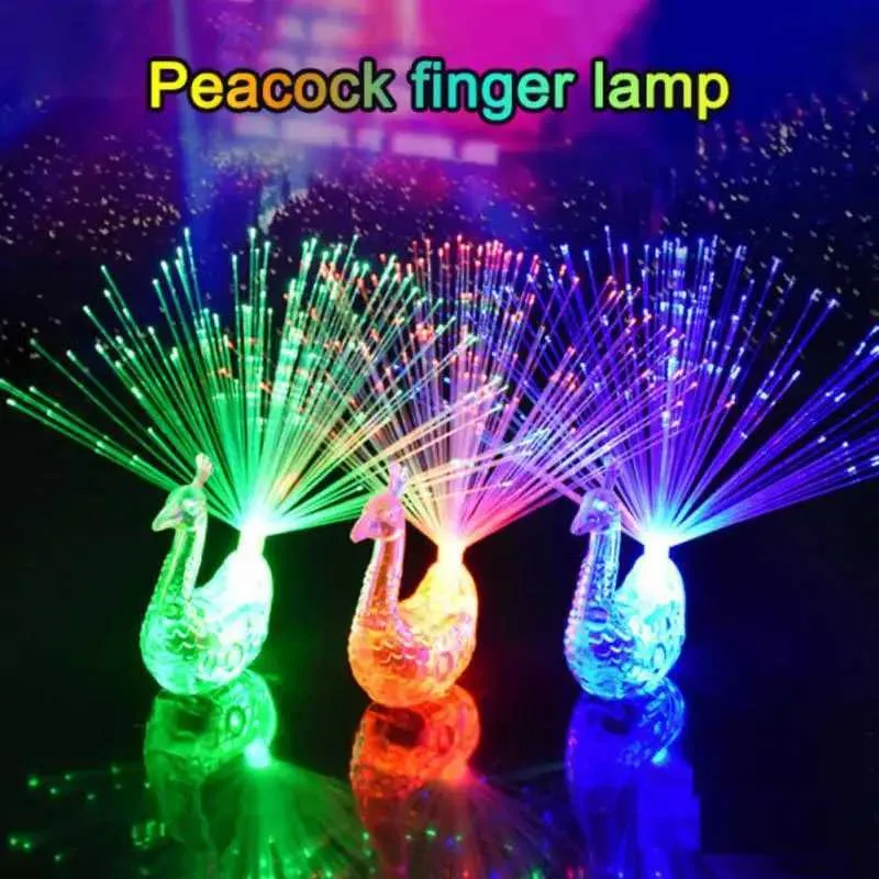 W250210 Flashing Fiber Optic Finger Lights 10 Pack Luminous Peacock LED ...