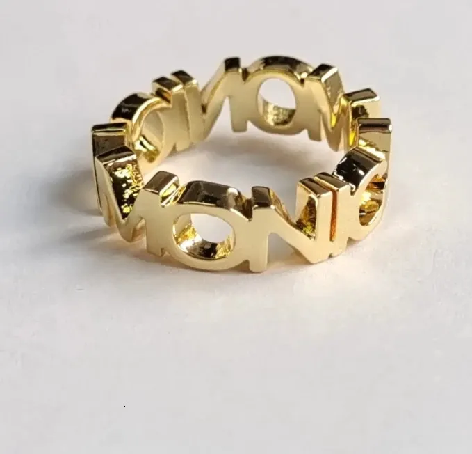 DOREMI Custom Name Initial Letter Ring 3 2.5mm Thick Metal Finger Ring ...