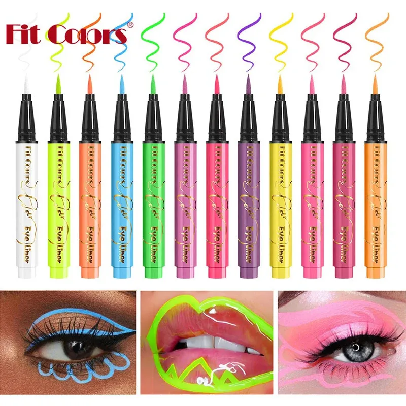UV Fluorescent Liquid Eyeliner Pencil Waterproof Colorful Eye Liner Pen ...