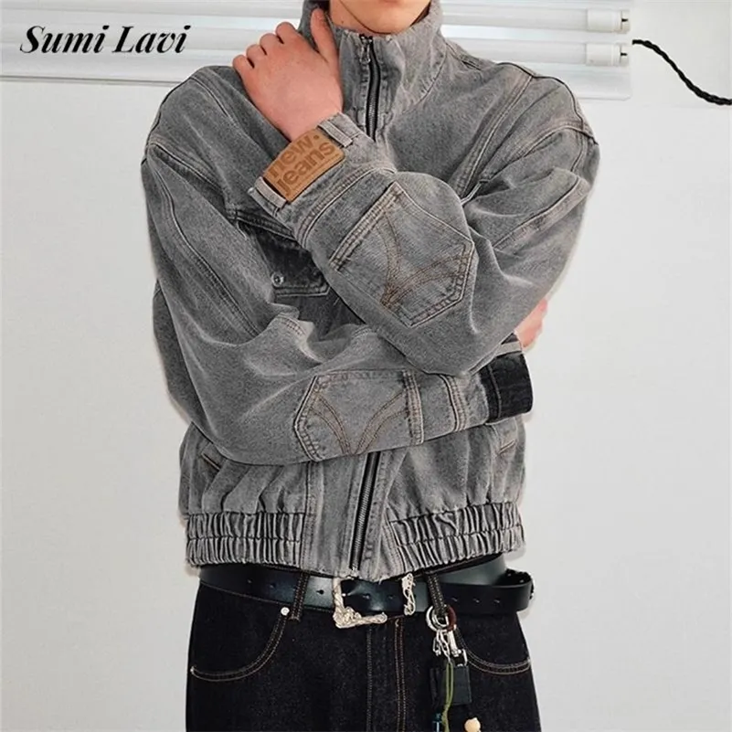 Vintage Patchwork Denim Jacket - Stylish Men's Spring Outerwear, Stand ...