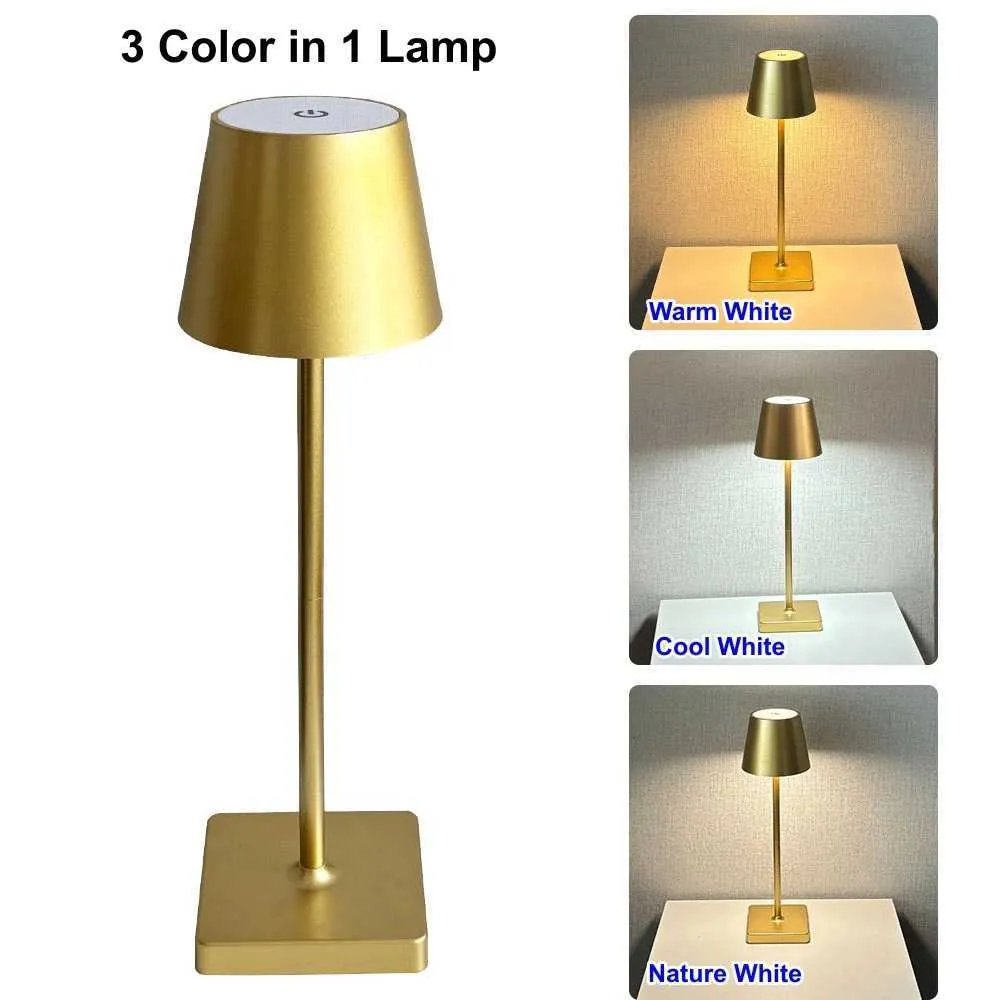 Z250211 LED Rechargeable Touch Table Lamps Tri Color Mini Bedside Mood ...