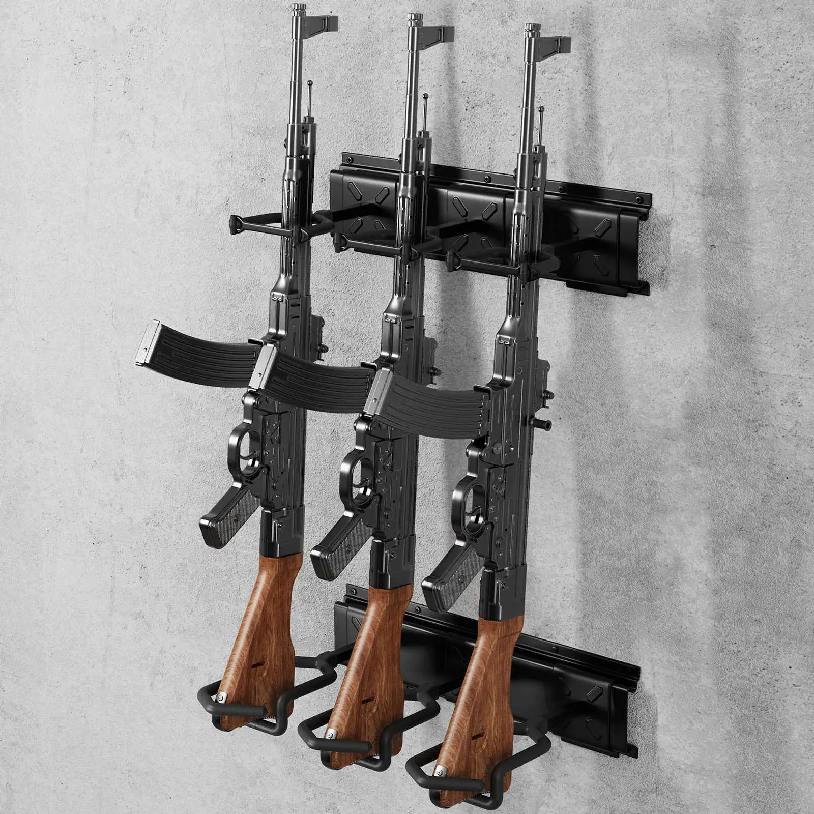 3 Slot Tactical Rifle Mounted Wall Display Panel Holders Indoor ...