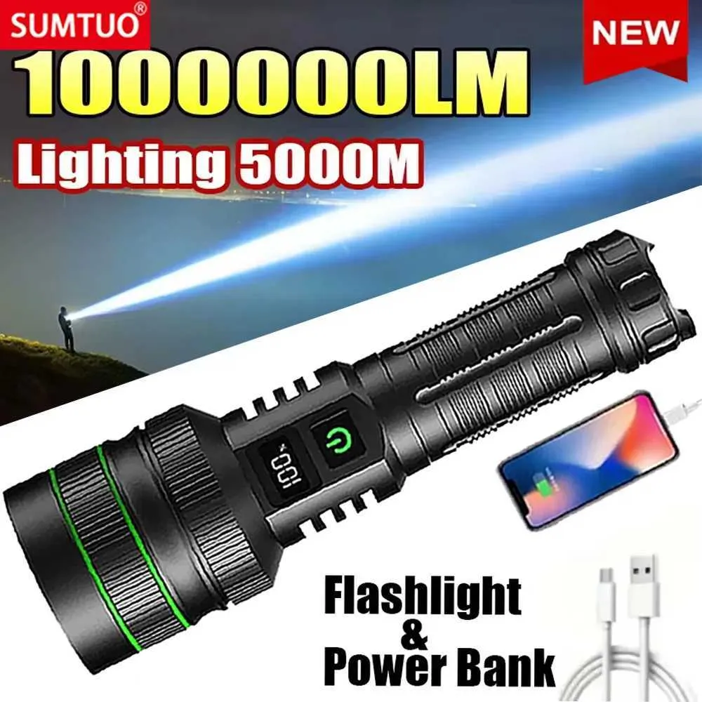 High Power Torch, Long Range Flashlights: USB Rechargeable LED Tactical ...