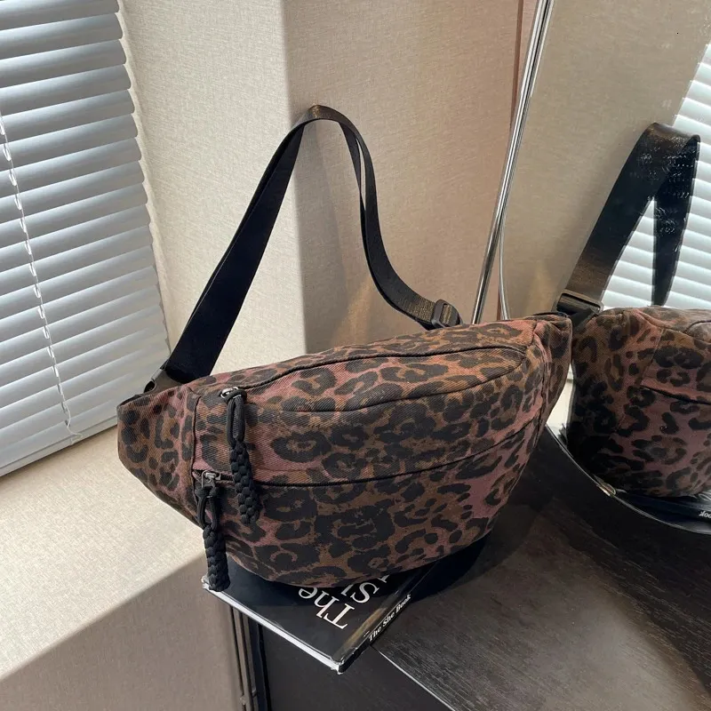 Leopard Print Canvas Belt Bag: Trendy Women's Chest Pack, Shoulder ...