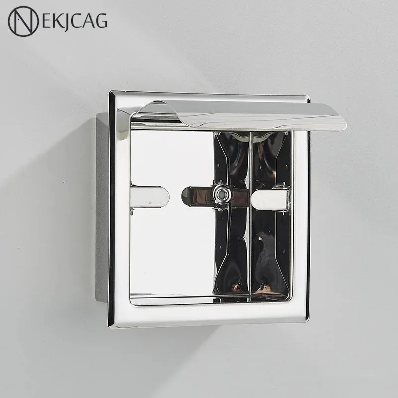 Chrome Bathroom Toilet Paper Holder, 304 Stainless Steel Roll Paper Box ...