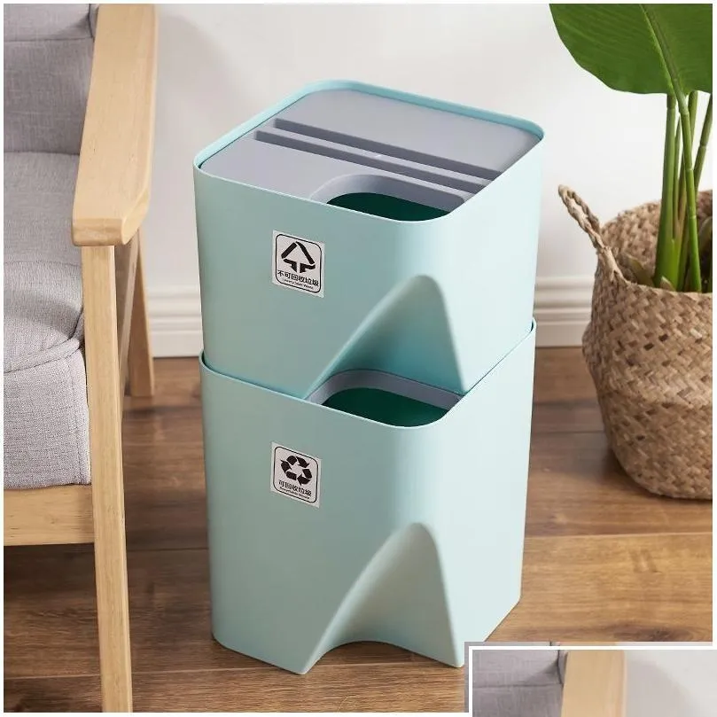 Household Dry And Wet Separation Joybos Trash Can Stacked Sorting Bin ...