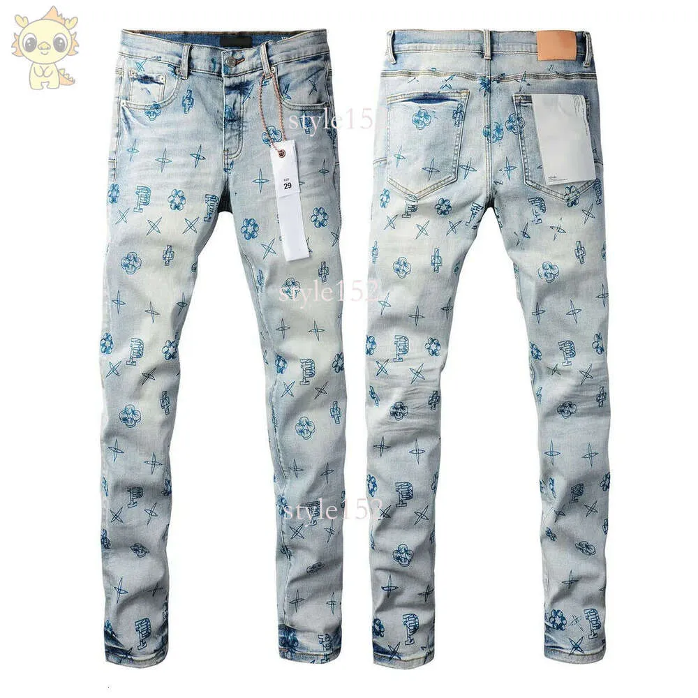 Purple denim skinny jeans for men with plaid print, zipper fly, low ...