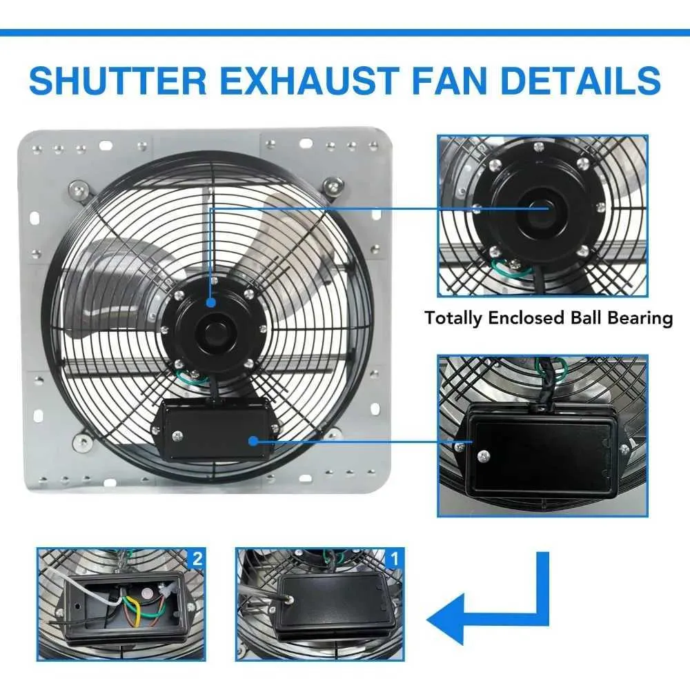12 Inch Exhaust Fan Wall MountedAutomatic Aluminum ShutterVent Fan High ...