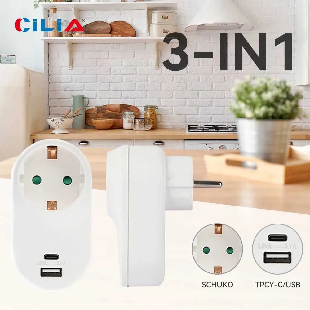 CILIA Schuko Multi Outlet Plug In Wifi Extender Socket Adapter Wall ...
