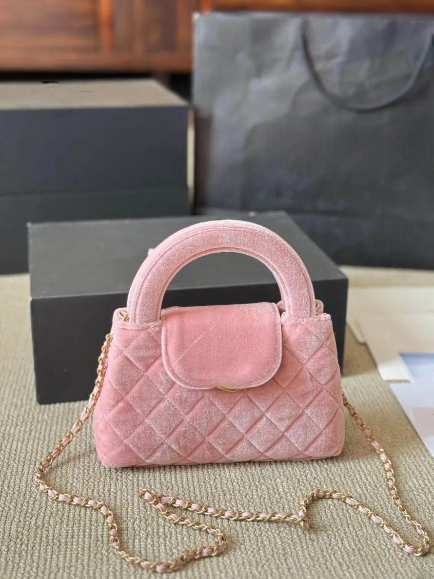 Pink Quilted Handbag: Mini 20cm Lambskin Leather Crossbody Bag Designer ...