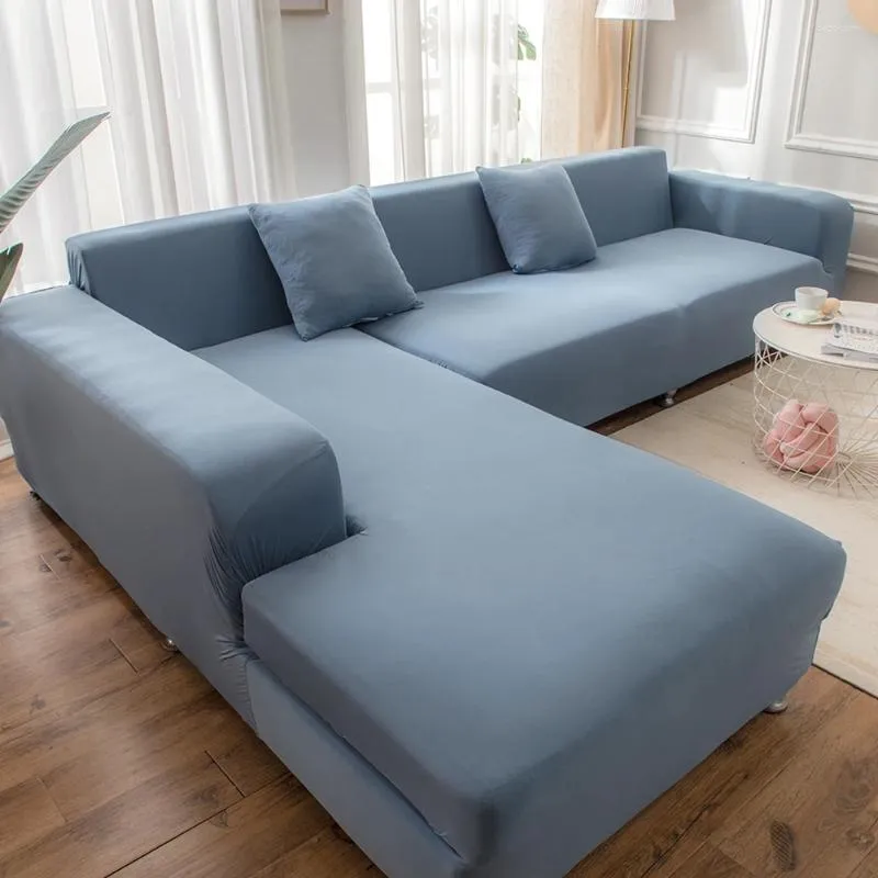 Solid Color Elastic Cabrexa Sofa Covers For Living Room L Shaped ...