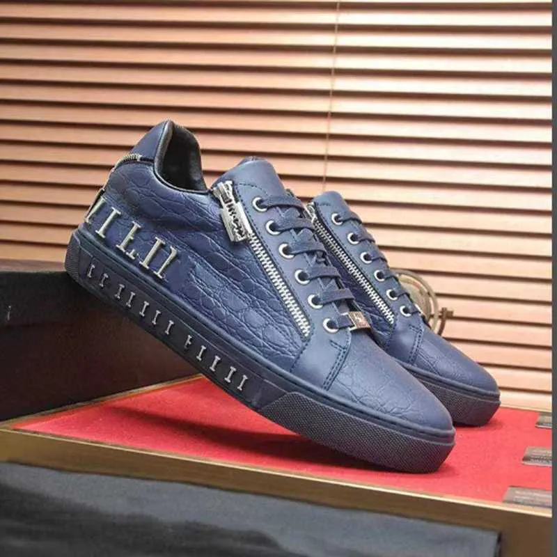 Men's Leather Low Top Sneakers With Spiked Detail Stylish Outdoor Metal ...