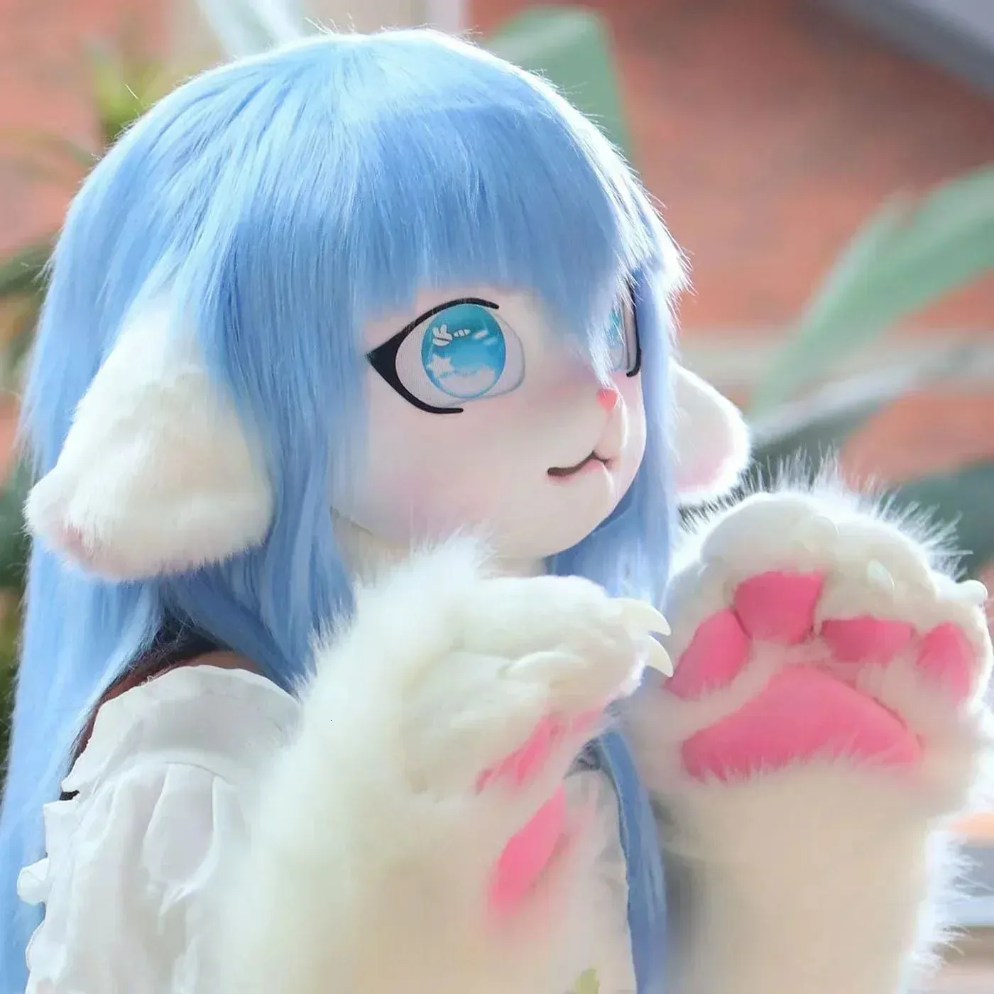 Anime Bunny Costume Cat Kigurumi Head Base Cosplay Costume Rabbit Doll ...