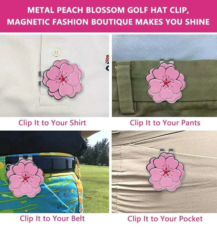 Caiton Rose Flower Golf Cap Clip with Strong Magnet Anti-Rust Durable ...