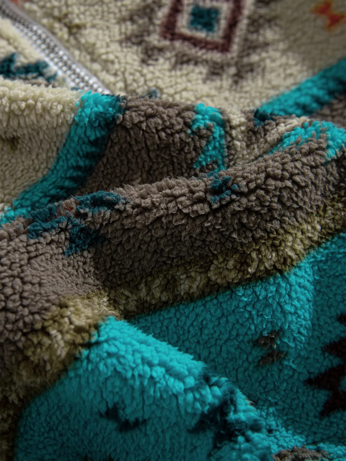 Vintage Aztec Fleece Jacket - Warm Sherpa Pullover, Ethnic Printed ...