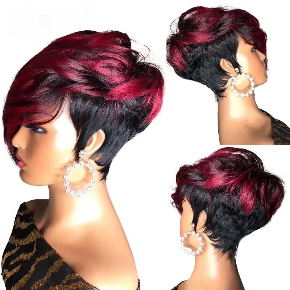 200Density Ombre Red Pixie Cut Wig Brazilian Human... From Queenhair321 ...
