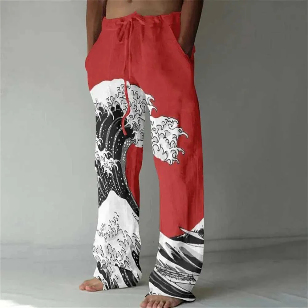 Wave Ripple 3D Printed Men's Winter Aritzia Wide Leg Sweatpants ...