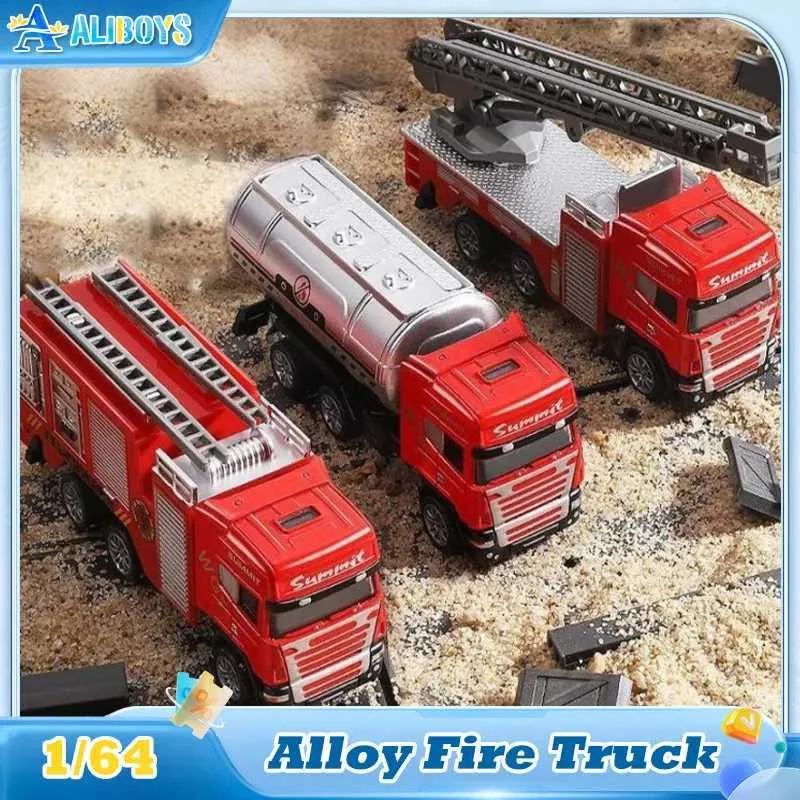 Diecast Alloy Fire Department Tanker 1/64 Scale Simulation Firefighting ...