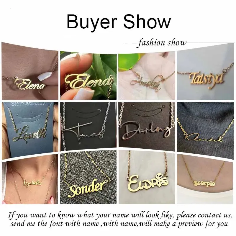 Customized Name Necklace Personalized Gold Stainless Steel Pendant for ...