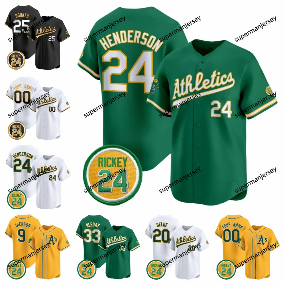 Custom Athletics Ricky Henderson Memorial Baseball Jersey All Stitched ...