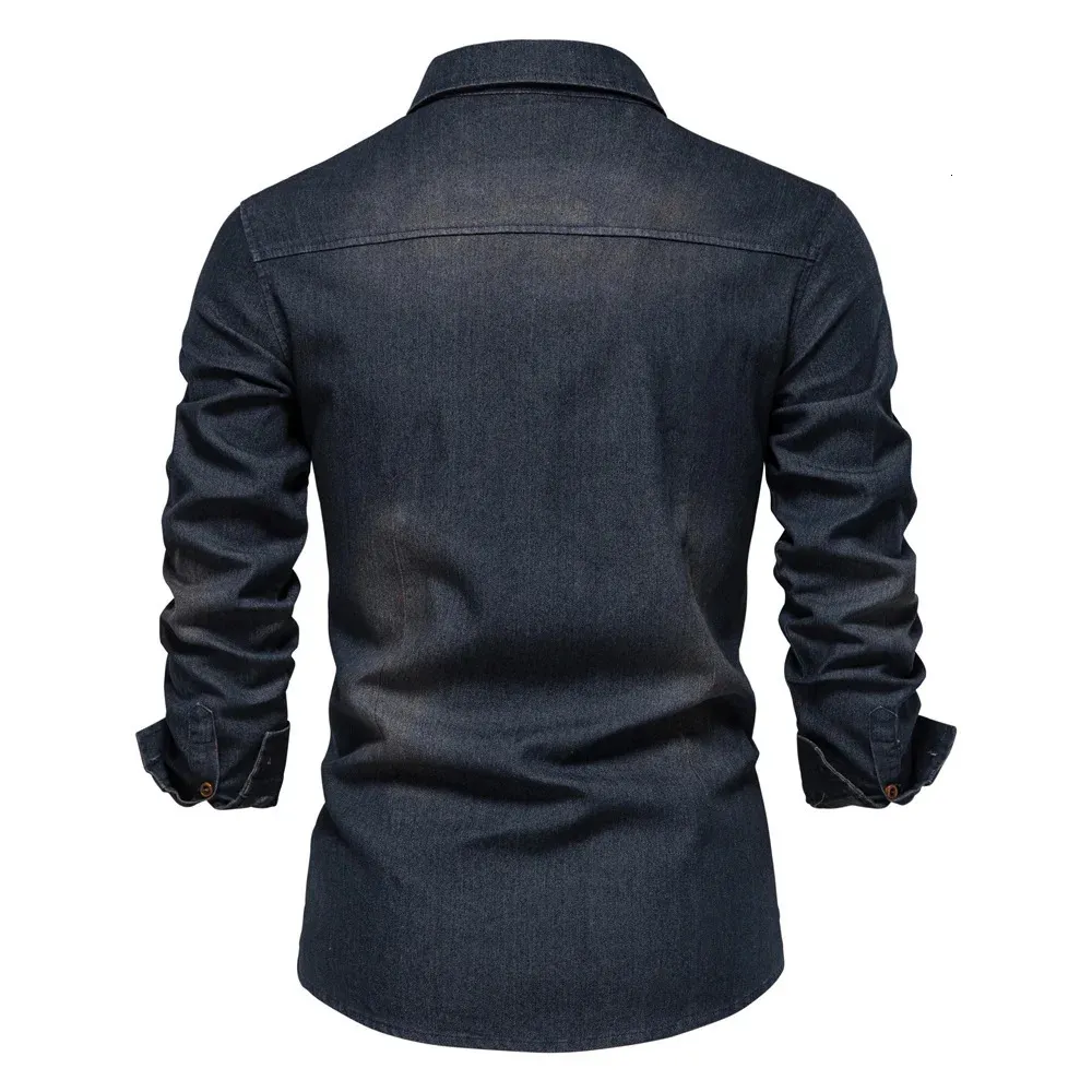 Elastic Denim Shirt: Men's Long Sleeve Slim Fit, Premium Quality - Shop ...