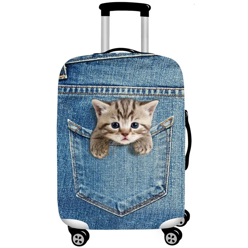 3D Cute Cat Luggage Cover Thickened Elastic Protective Travel Cover For ...
