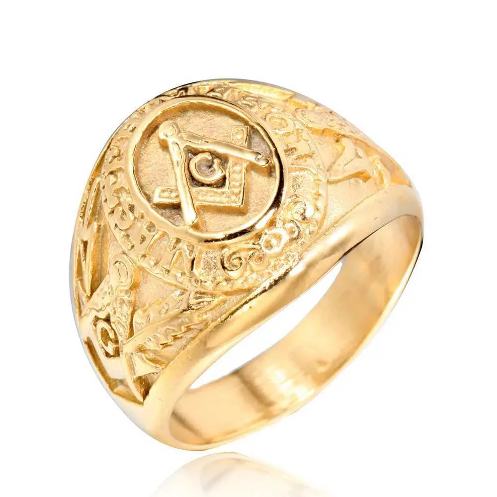 Band Rings Gold Past Master Symbol Mens Masonic R316 Stainless Steel ...