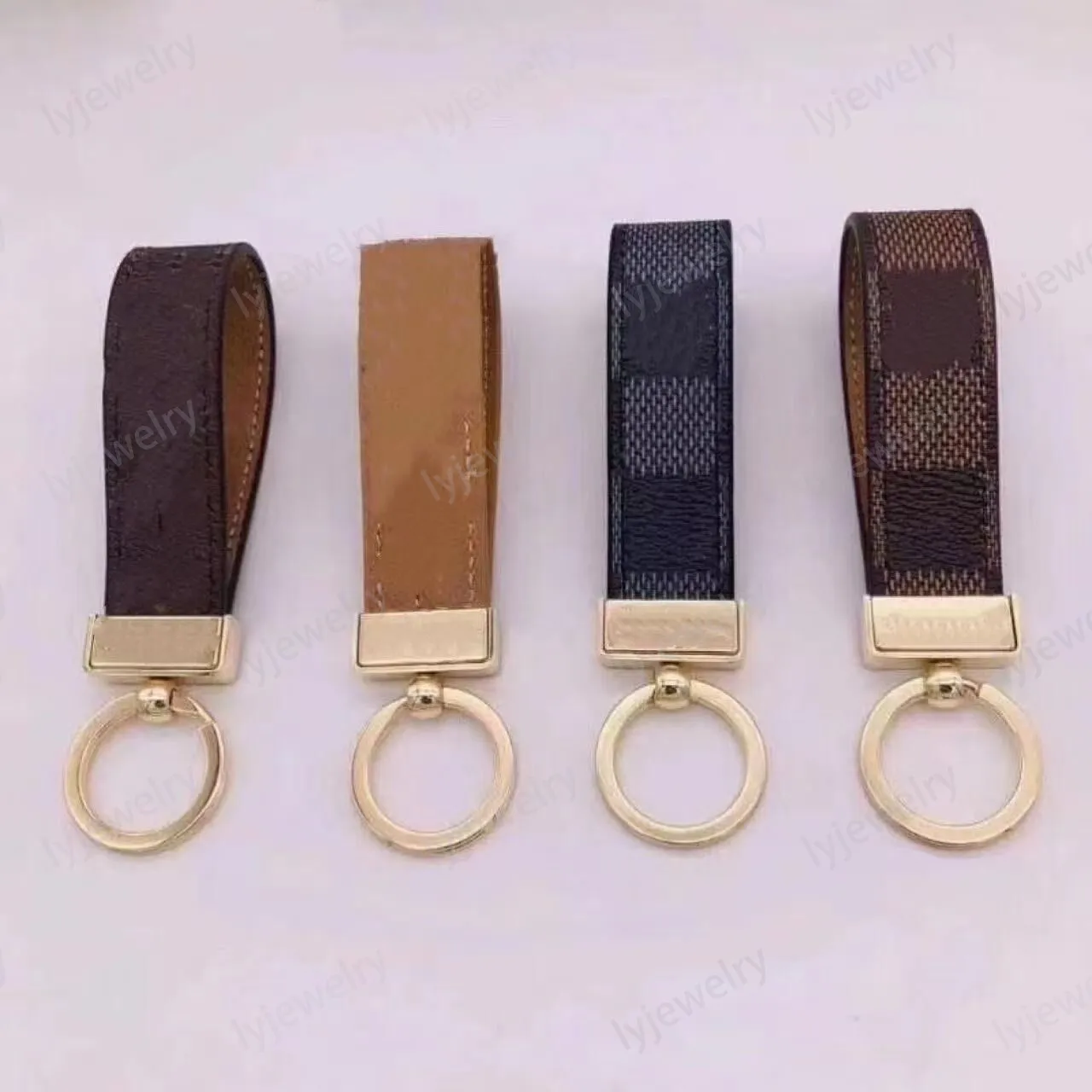 Gold Plated Key Chain Blue Pink Designer Keychain Dragonne Leather ...