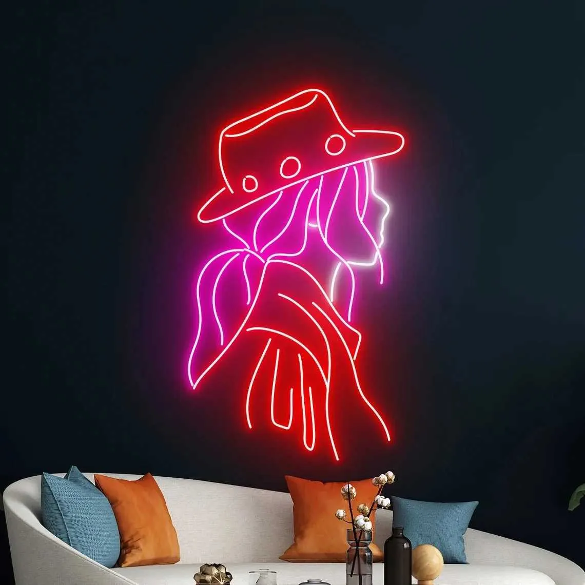 Western Cowgirl Hats Neon Sign: Cowboy Hat Lady LED Light, Texas ...