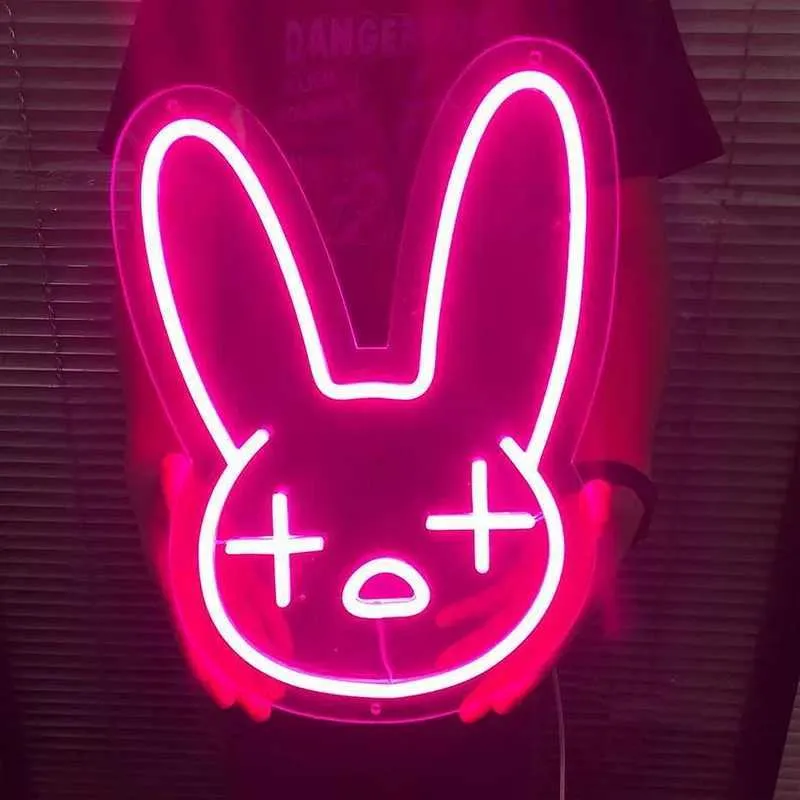 Custom Bad Bunny Neon Sign Rabbit Wall Light For Home, Bedroom, Bar ...
