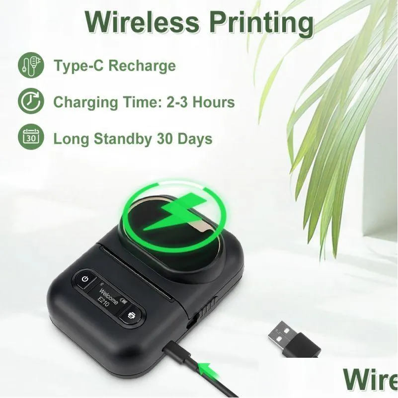 Wireless Bluetooth Thermal Label Mini Portable Printer E210 Mini ...