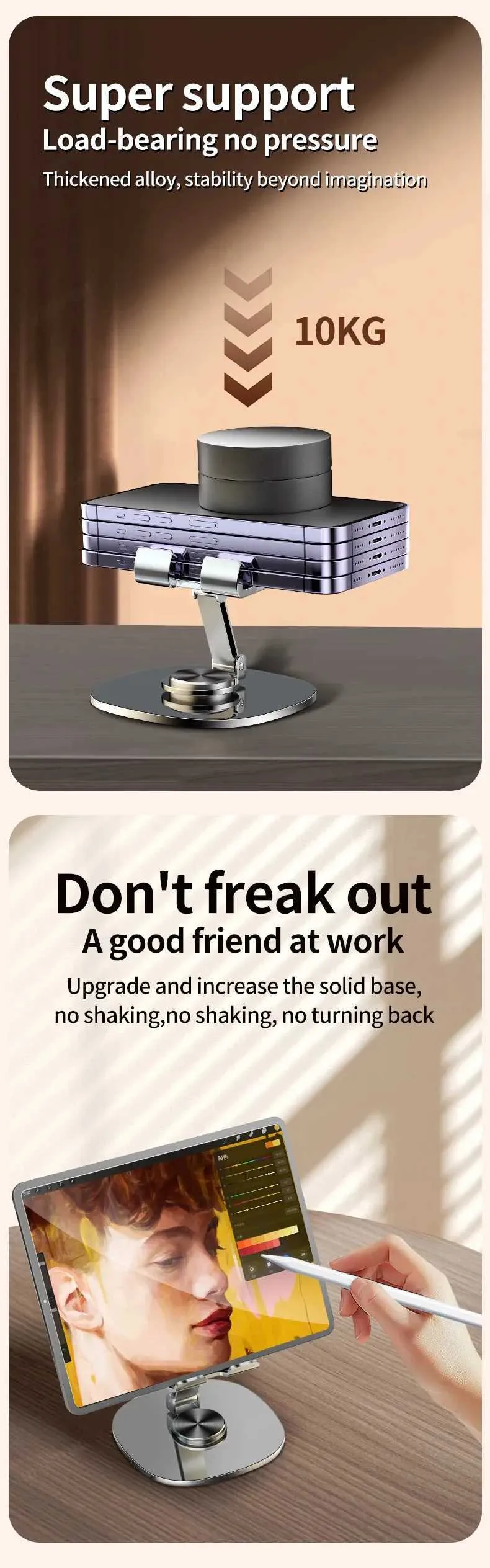 Rotating Tablet Stand - Adjustable Folding Phone Holder for Desktop ...