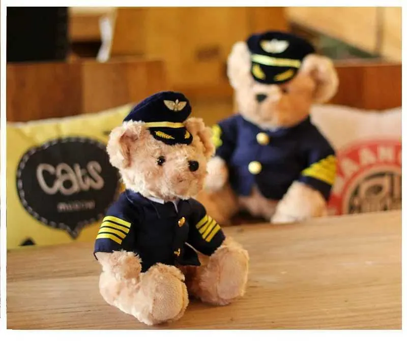 Cute Pilot Bear Plush Toy Soft PP Cotton Nanoparticle Filling Stuffed ...