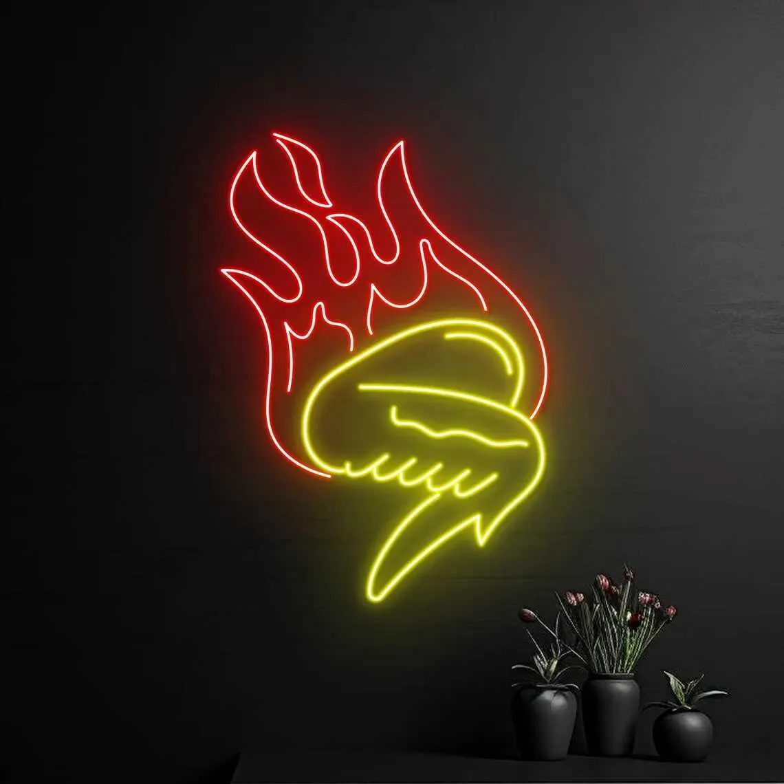 Fire Chicken Wing Neon Sign Grilled Chicken Wing... From Casual_love_l ...